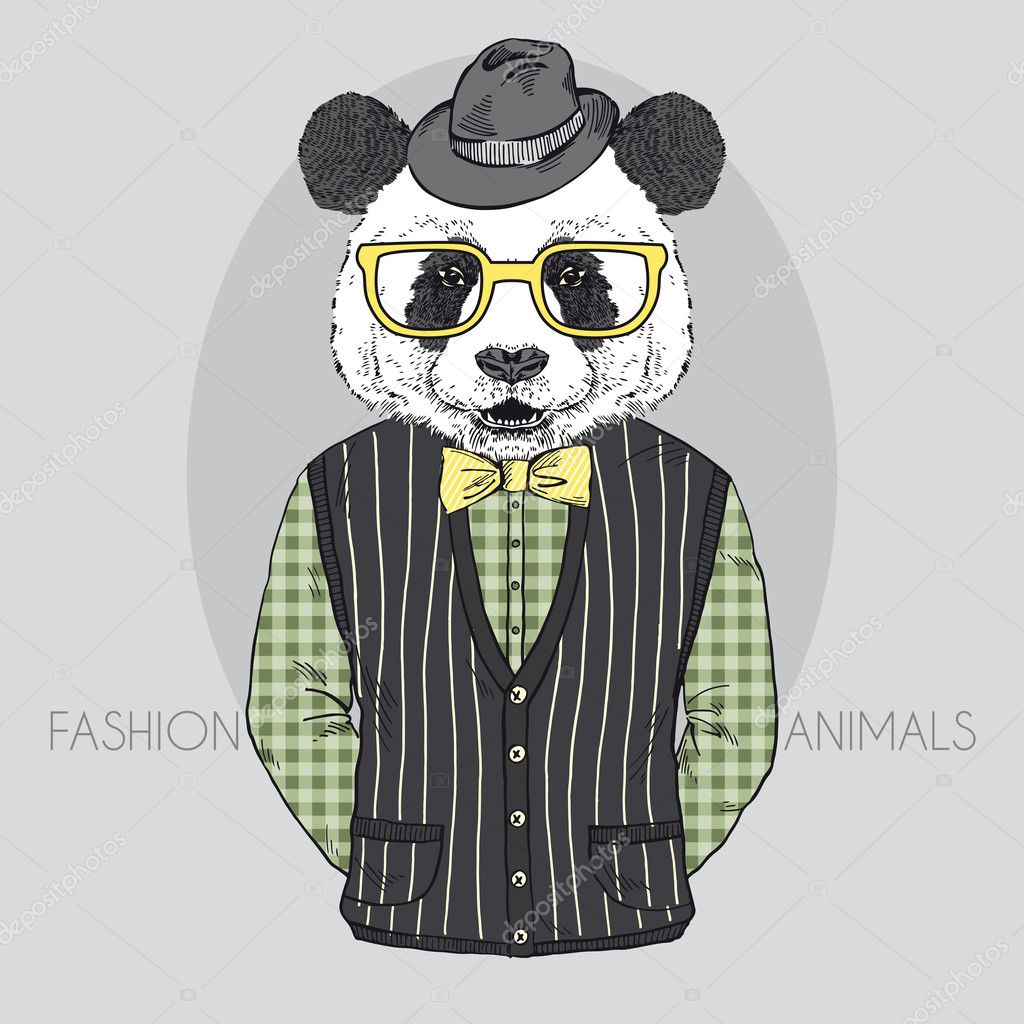 Ilustración de moda vectorial dibujada a mano de Panda 2023