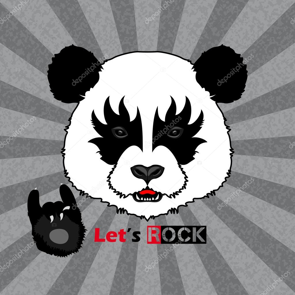 Vector Portrait of Panda Rocker — Stock Vector © olga.angelloz #33538115