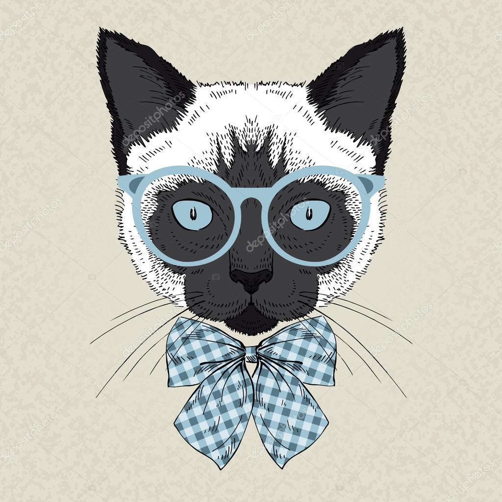 Portrait of siamese cat hipster Stock Vector Image by ©olga.angelloz ... Portrait of siamese cat hipster Stock Vector Image by ©olga.angelloz ...