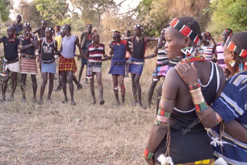 Hamer people dance traditional dance near Dimeka village in Omo Valley ...