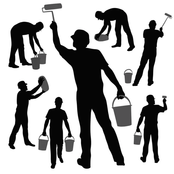 Silueta De Pintor Vector Vectores De Silueta Del Pintor, Imágenes