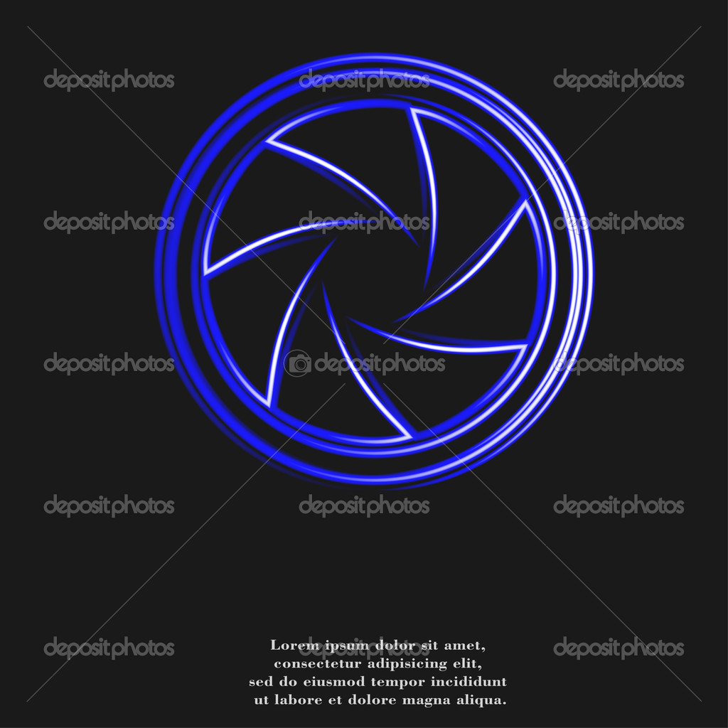 Photo camera diaphragm icon flat design with abstract background ...