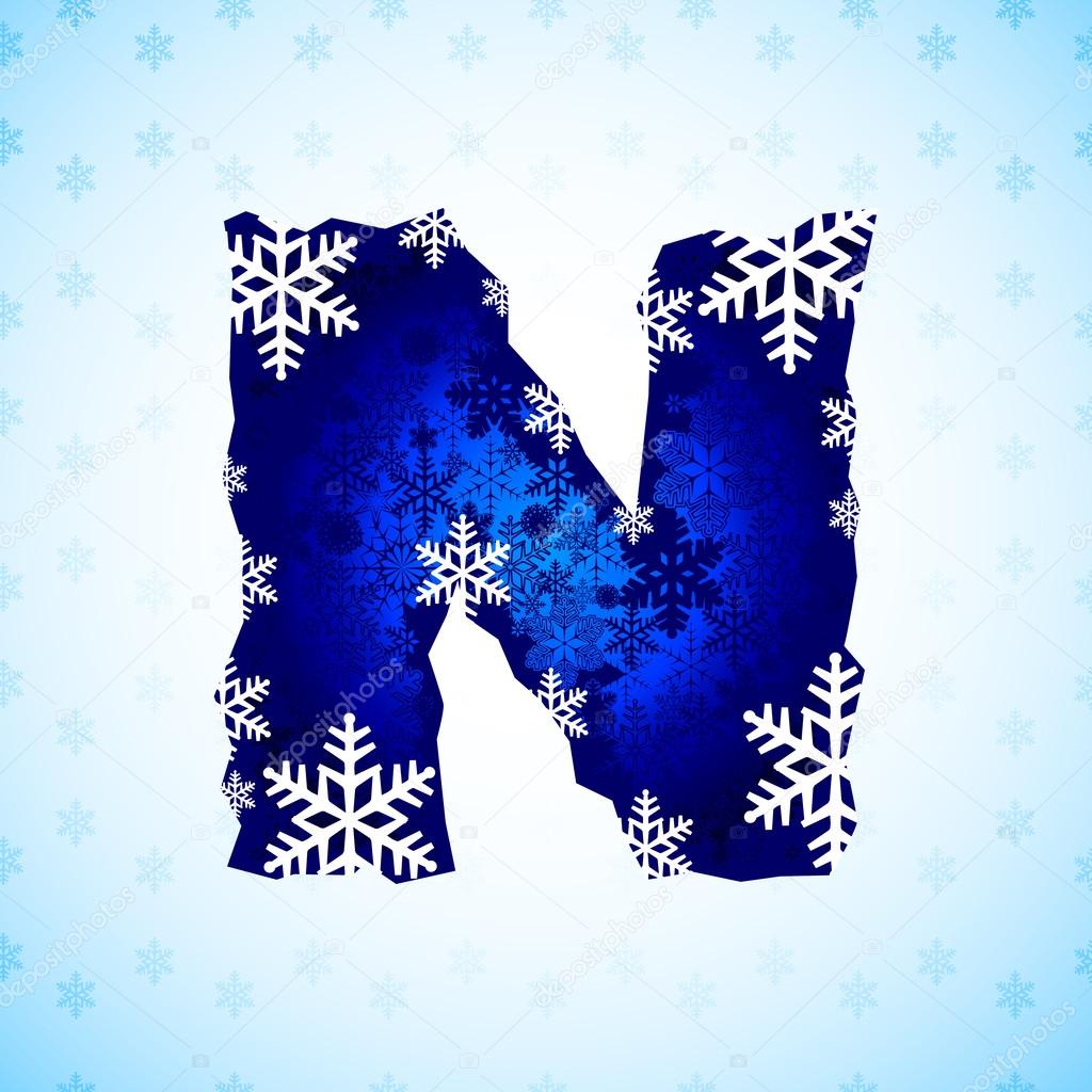 Decoraciones de invierno. Alfabeto de nieve. Cartas hechas de copos de ...