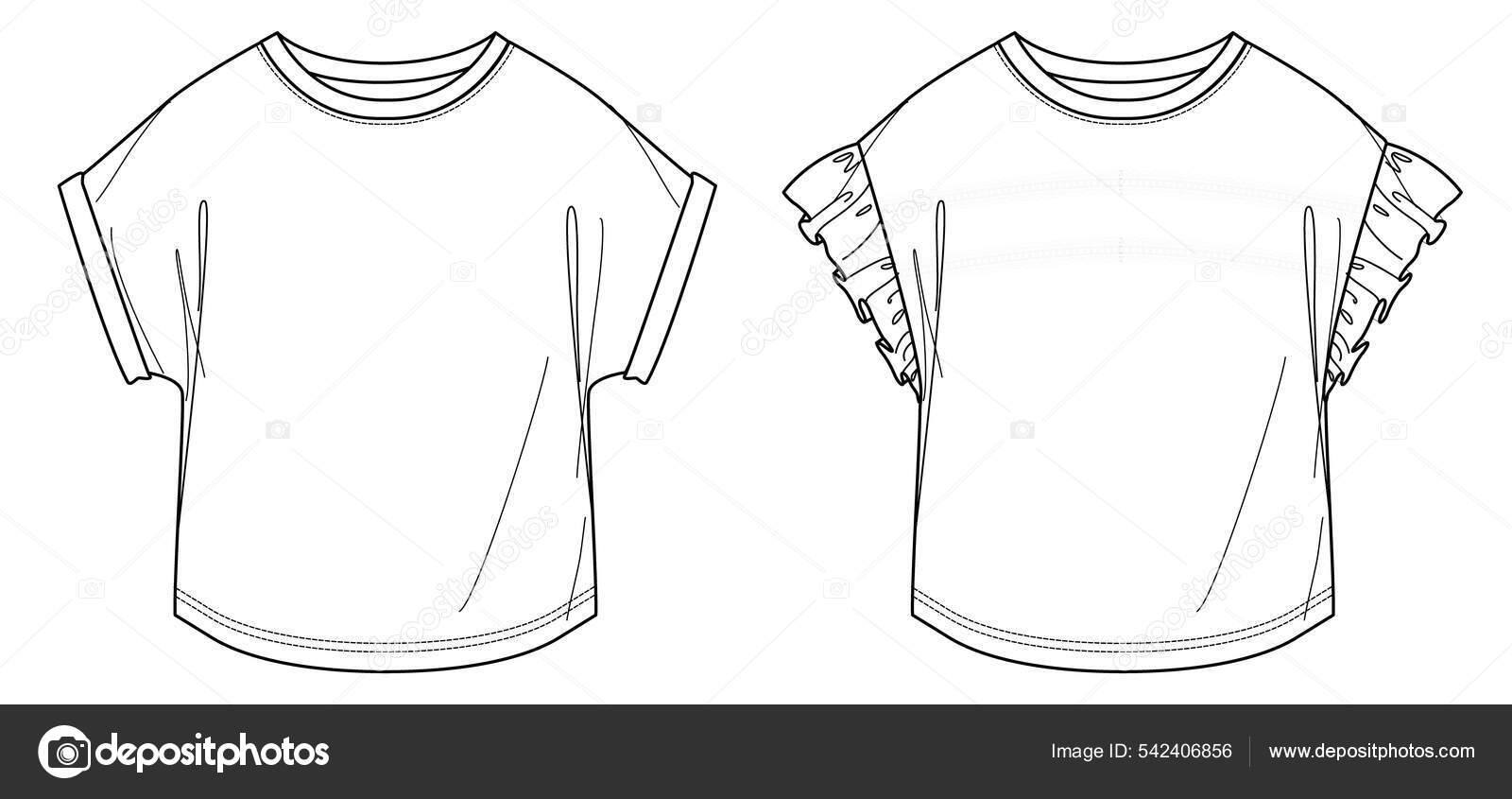 Vector Neck Top Fashion Cad Woman Peaces Set Shirt Technical Stock ...