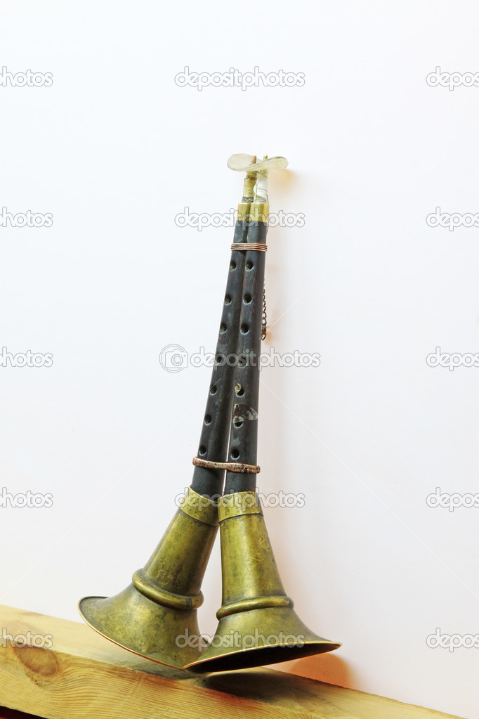 Folk musical instrument suona — Stock Photo © zhangyuangeng #33431481