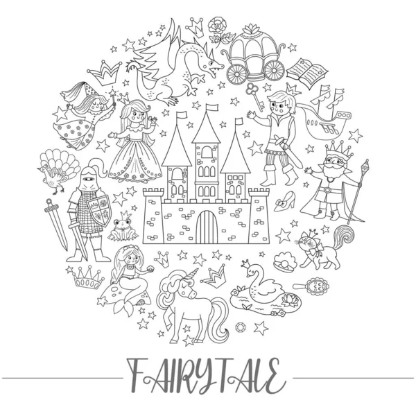 Vector Black White Fairytale Landscape Castle Hill Fairy Tale ...