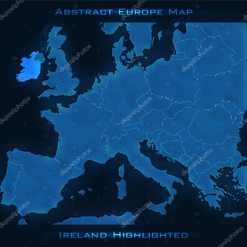 Europe abstract map. Ireland highlighted. Stock Vector Image by ...