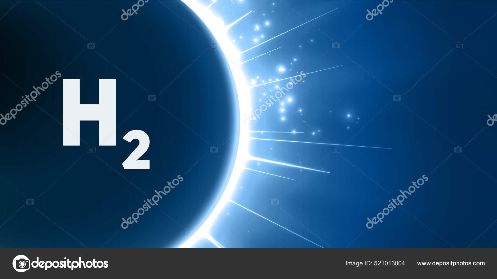 H2-Wasserstoff-Symbol über einem Energiestoß. Grünes Wasserstoffkonzept. Stock-Vektorbild von ...