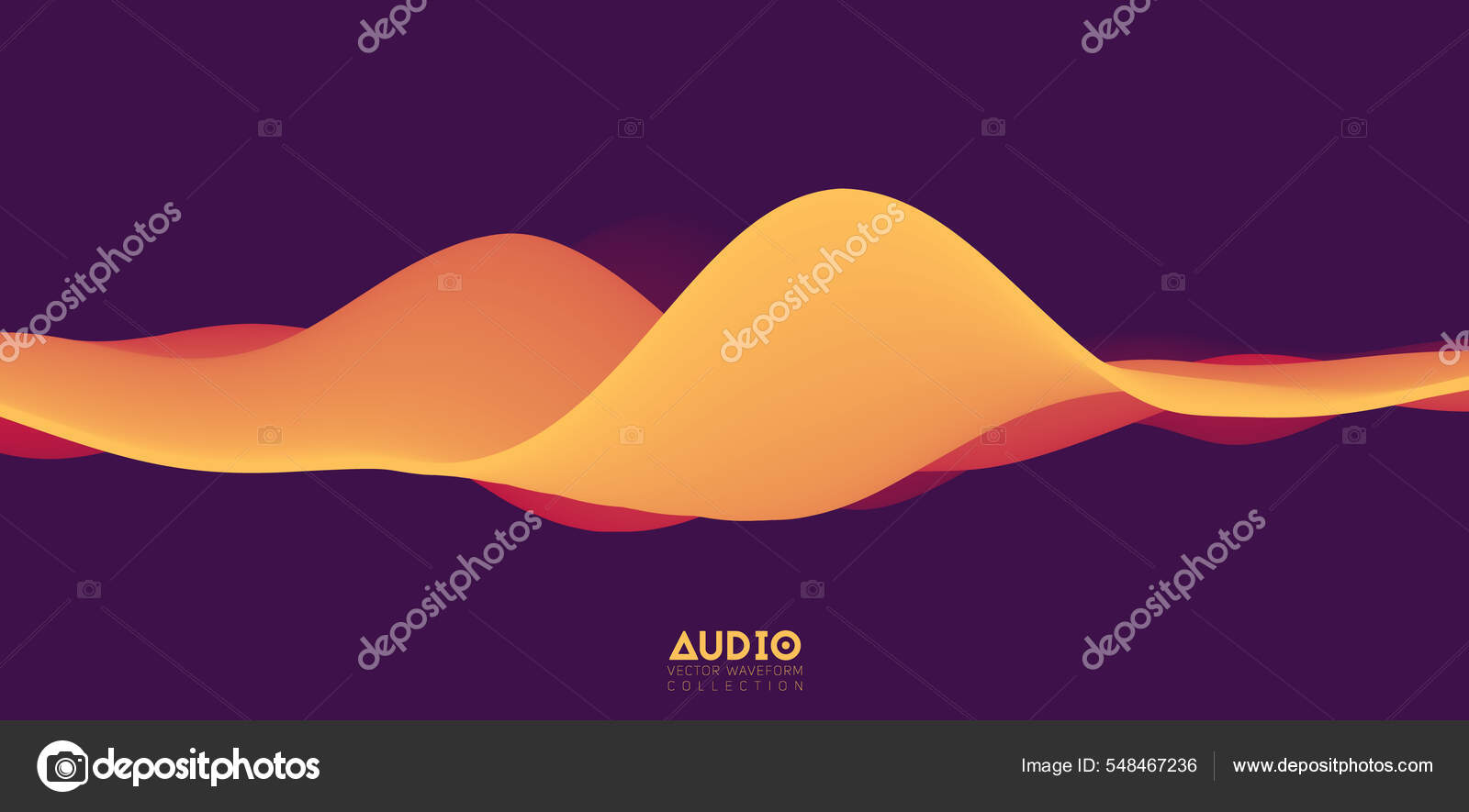 Sound wave visualiztion. 3D orange solid waveform. Voice sample pattern ...
