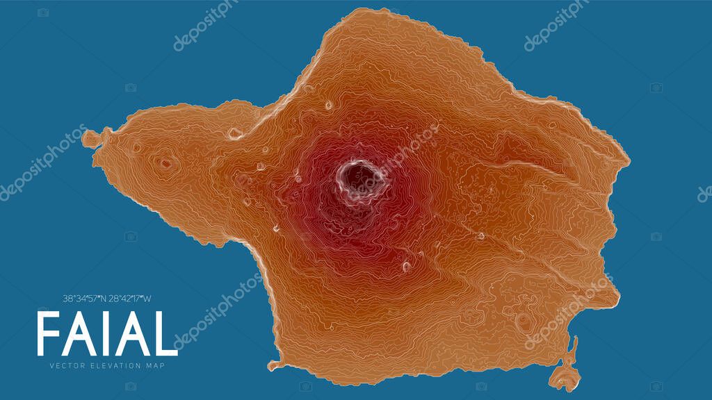 Topographic Map Faial Azores Islands Portugal Vector Detailed Elevation ...