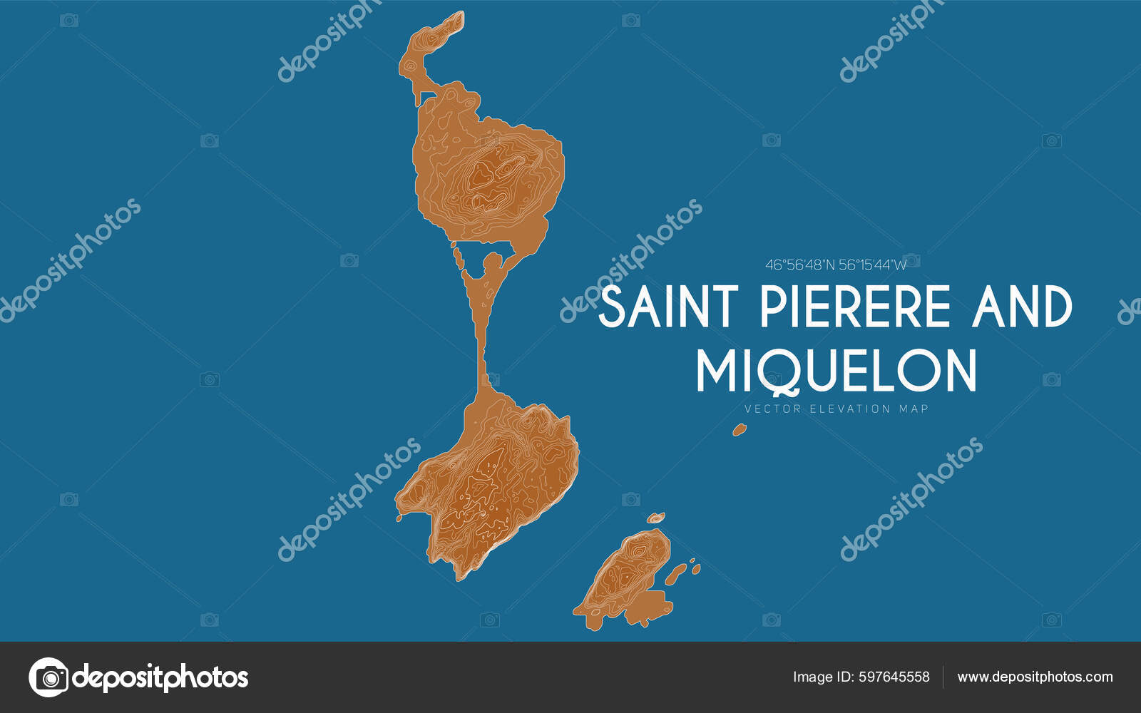Image vectorielle Topographic Map Saint Pierre Miquelon France Vector ...