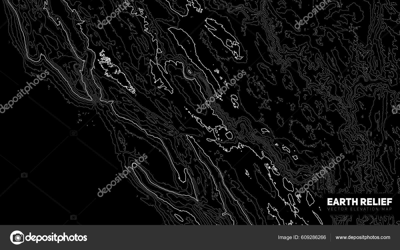 Vector Abstract Earth Relief Map Generated Conceptual Elevation Map ...