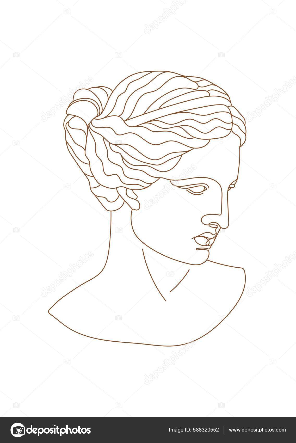 One Line Ancient Greek Goddess Statue Aphrodite Venus Ancient Classical ...