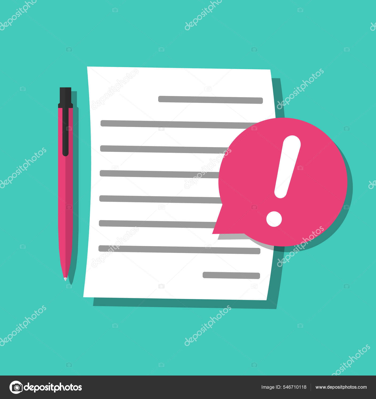 Document error warning. Text file and notification, flat design ...