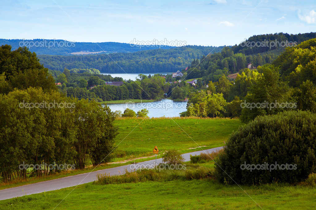 Kashubian Valley with views of the lake, fields and meadows Stock Photo ...