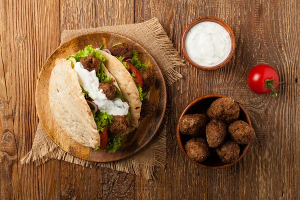 Kebab Kofta Pita Bun Traditional Southern European Dish Top View ...