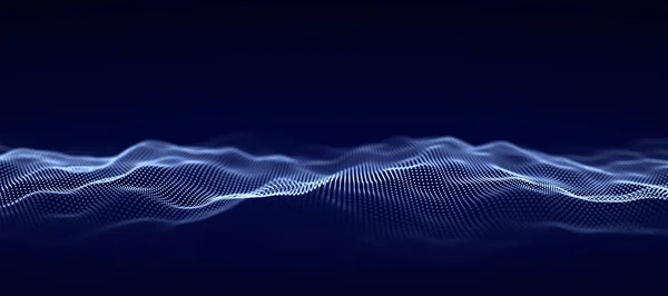Wave of particles. Big data visualization. Abstract background with a dynamic wave. 3d rendering ...