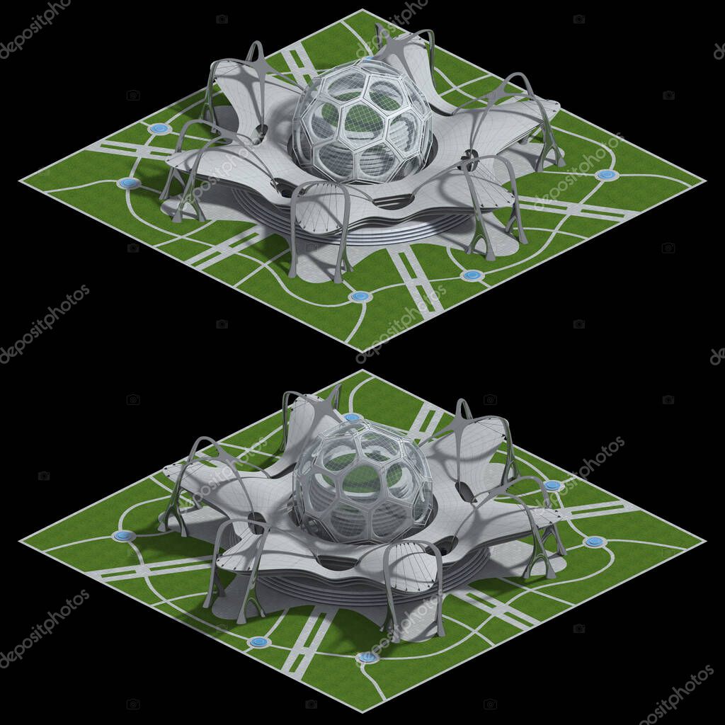 Arquitectura futurista para un juego de azulejos cuadrados renderizado en proyecci n dim trica a ...