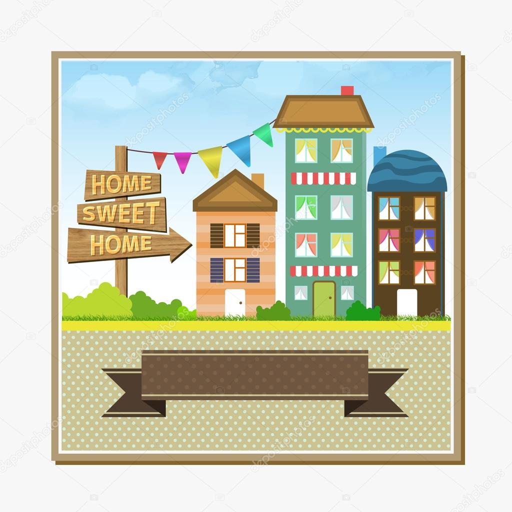 Home sweet home vector card Stock Vector by ©Ankapylemet 27389995