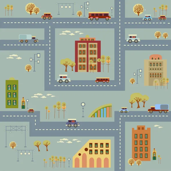 Cartoon seamless city map — Stock Vector © marina_abcd #30458821