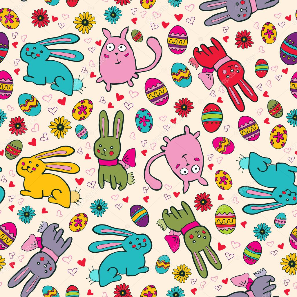 Bright Easter pattern with rabbits Stock Vector Image by ©PictuLandra ...