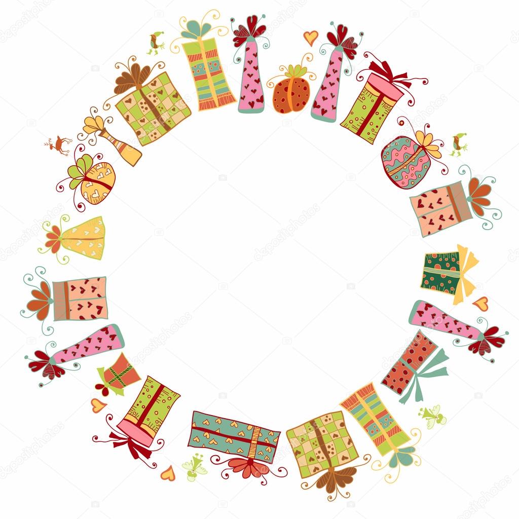 Circle border frame card from the gift boxes Stock Vector Image by ...