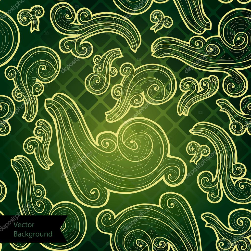 Seamless floral cartoon green background Stock Vector Image by ...