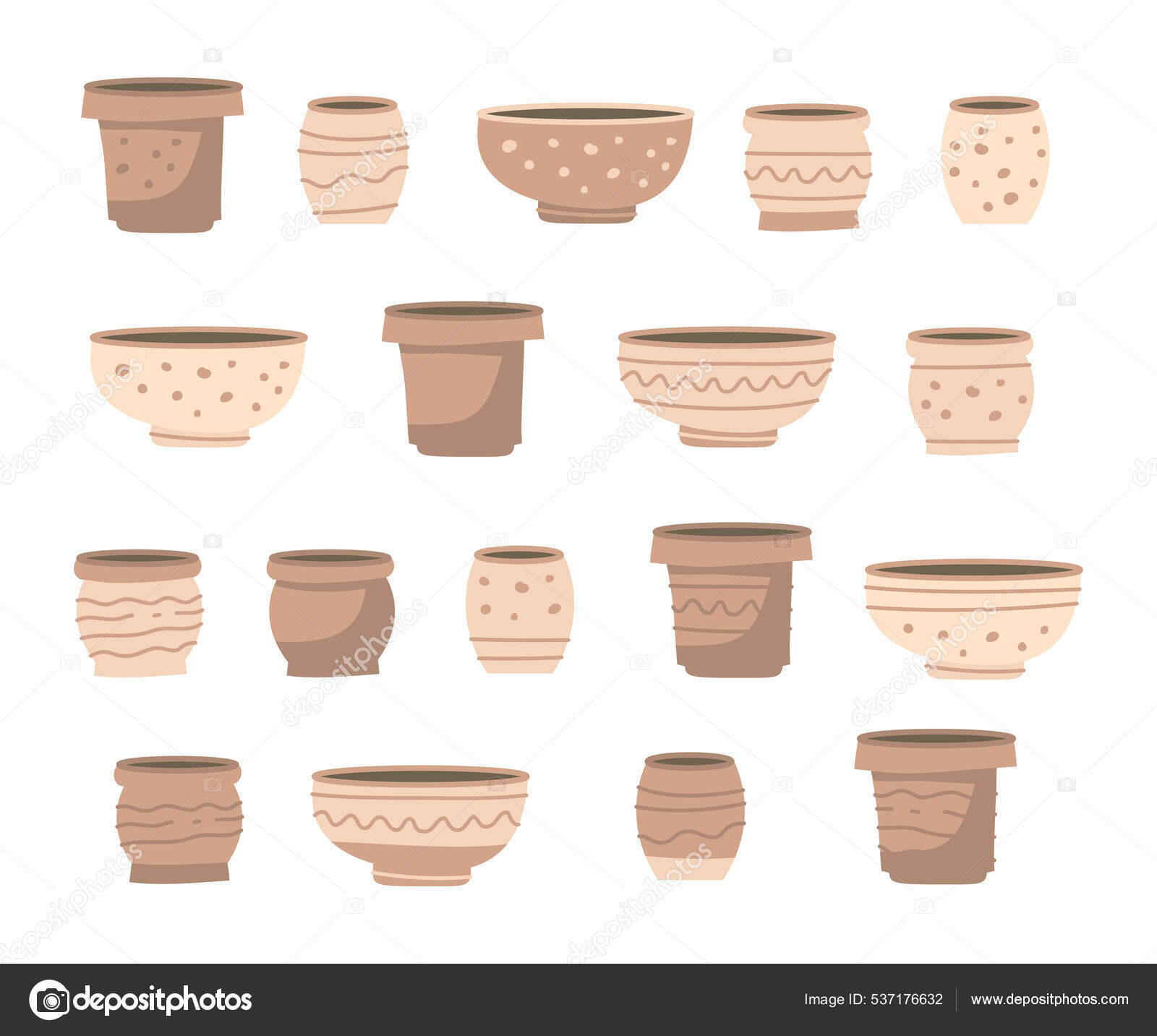 Colección vectorial de macetas de arcilla para plantas de interior ...