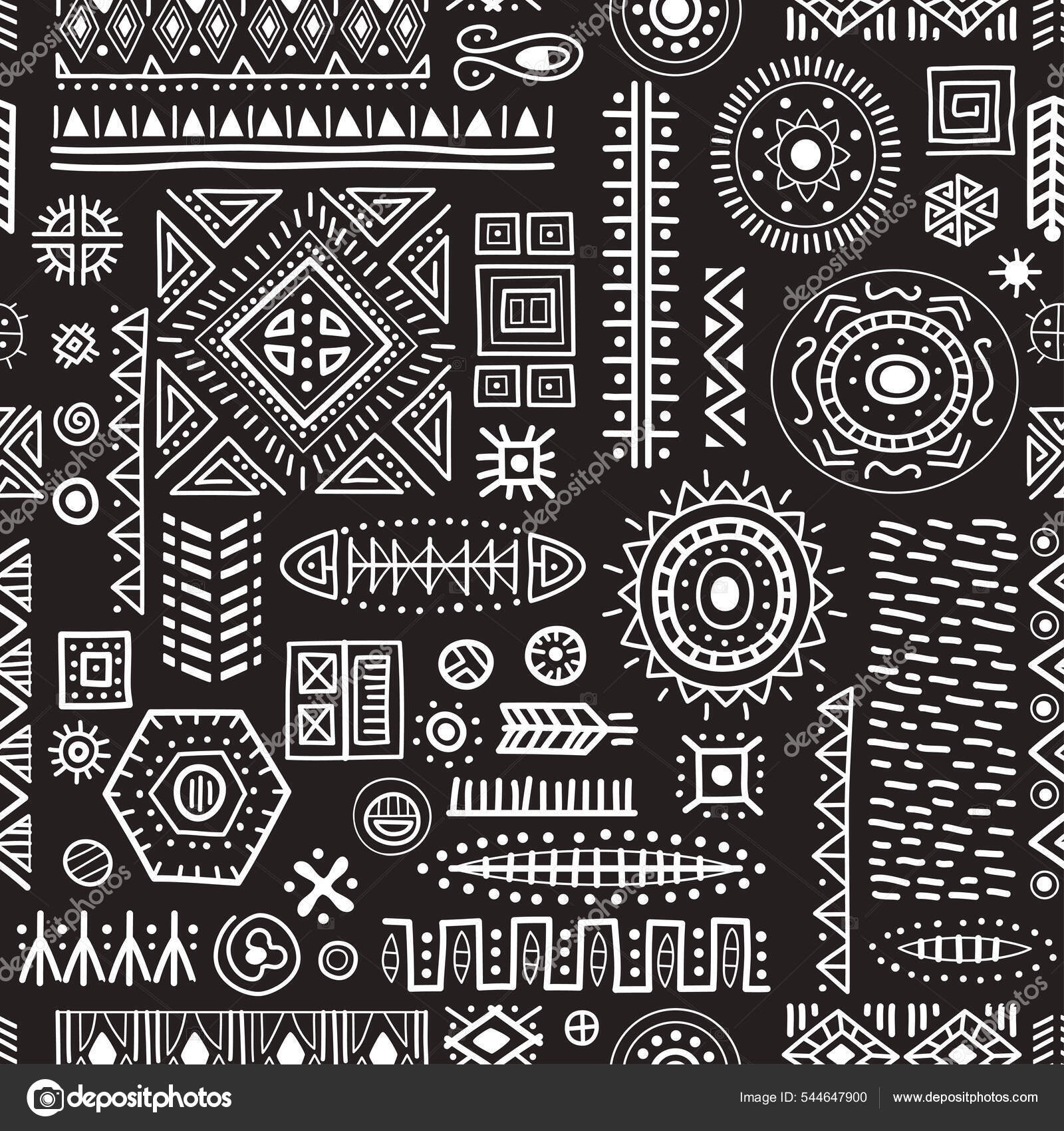 African Patterns Black And White