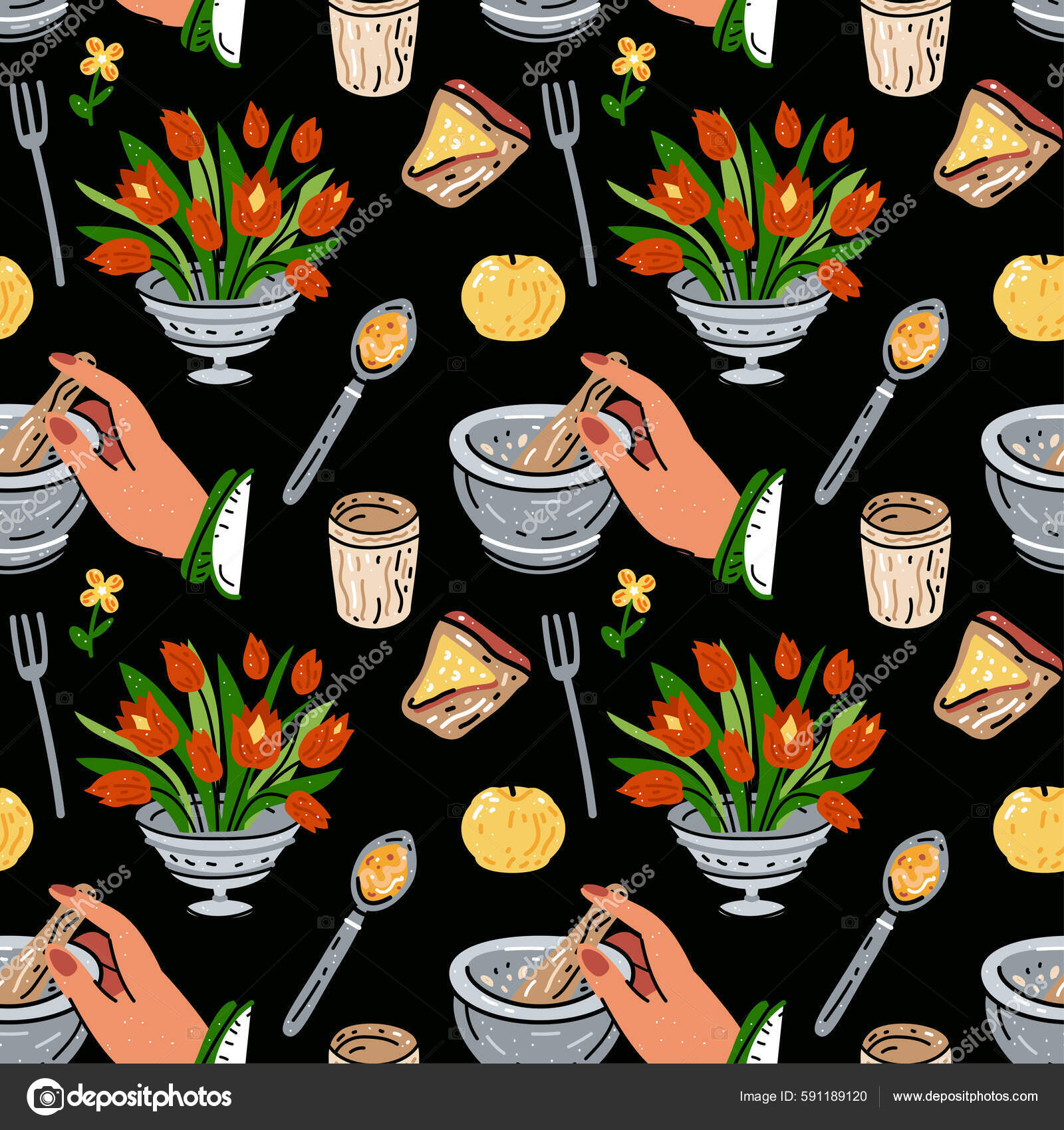 Colored Seamless Pattern Food Drink Menu Restaurants Cafes Canteens ...