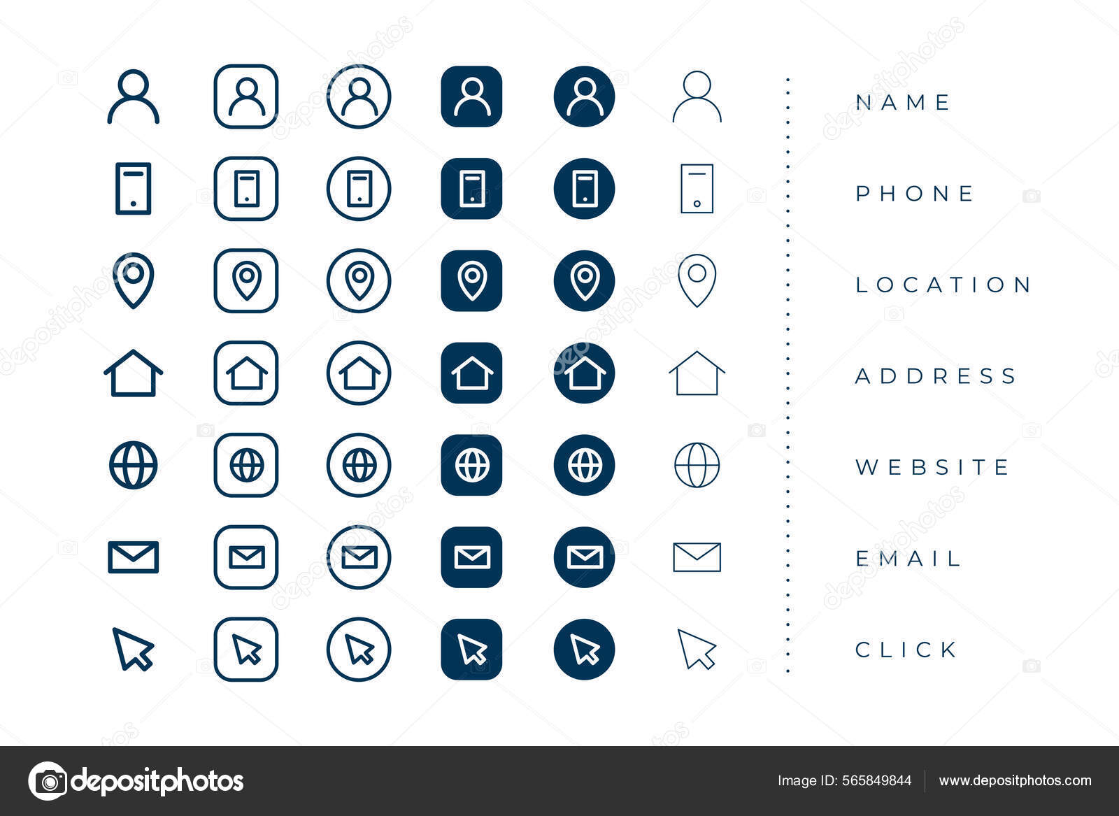 Paquete Iconos Tarjetas Visita Conjunto Vector de stock por ©StarLine 565849844
