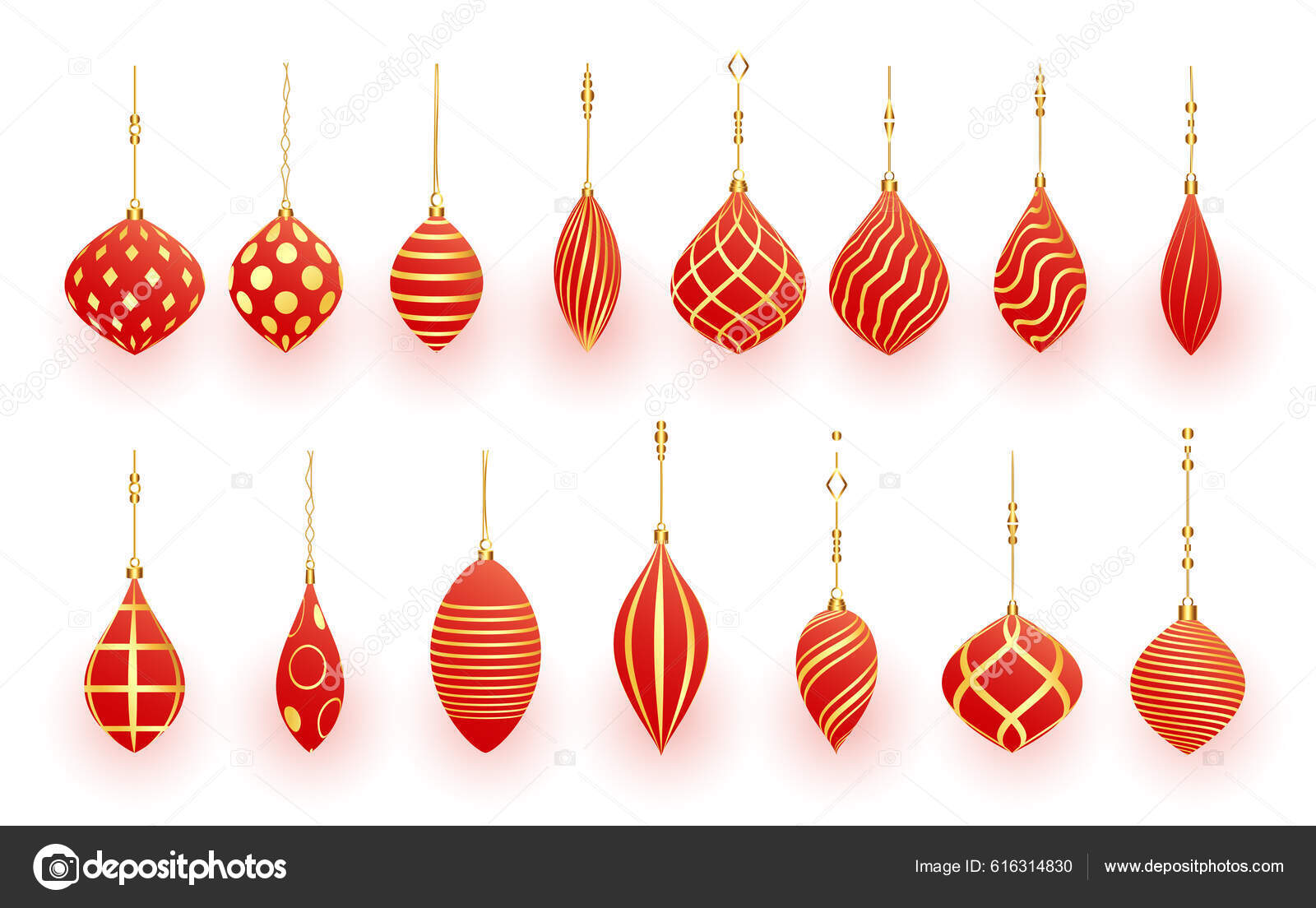 Set Red Christmas Bauble Icons Xmas Holiday Stock Vector by ©StarLine ...