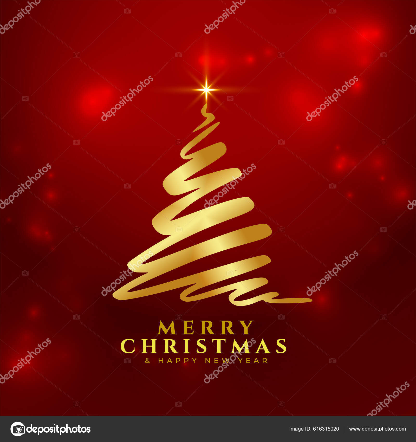 Premium Christmas Tree Red Background Golden Text Stock Vector by ...