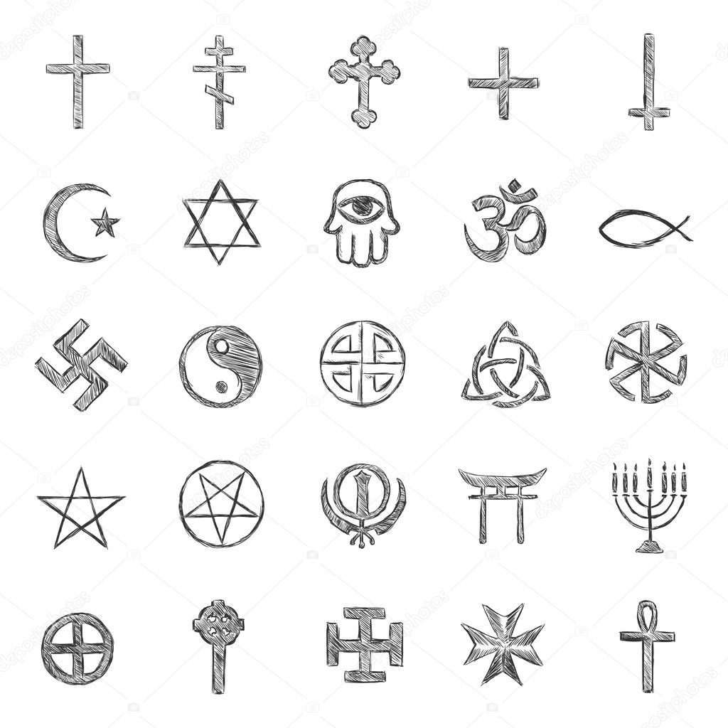 Vector set of sketch religious symbols — Stock Vector © nikiteev #40477829