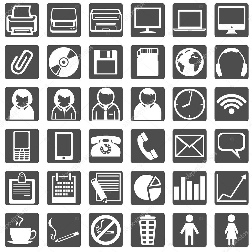 Set of Office Icons Stock Vector by ©nikiteev 47931791