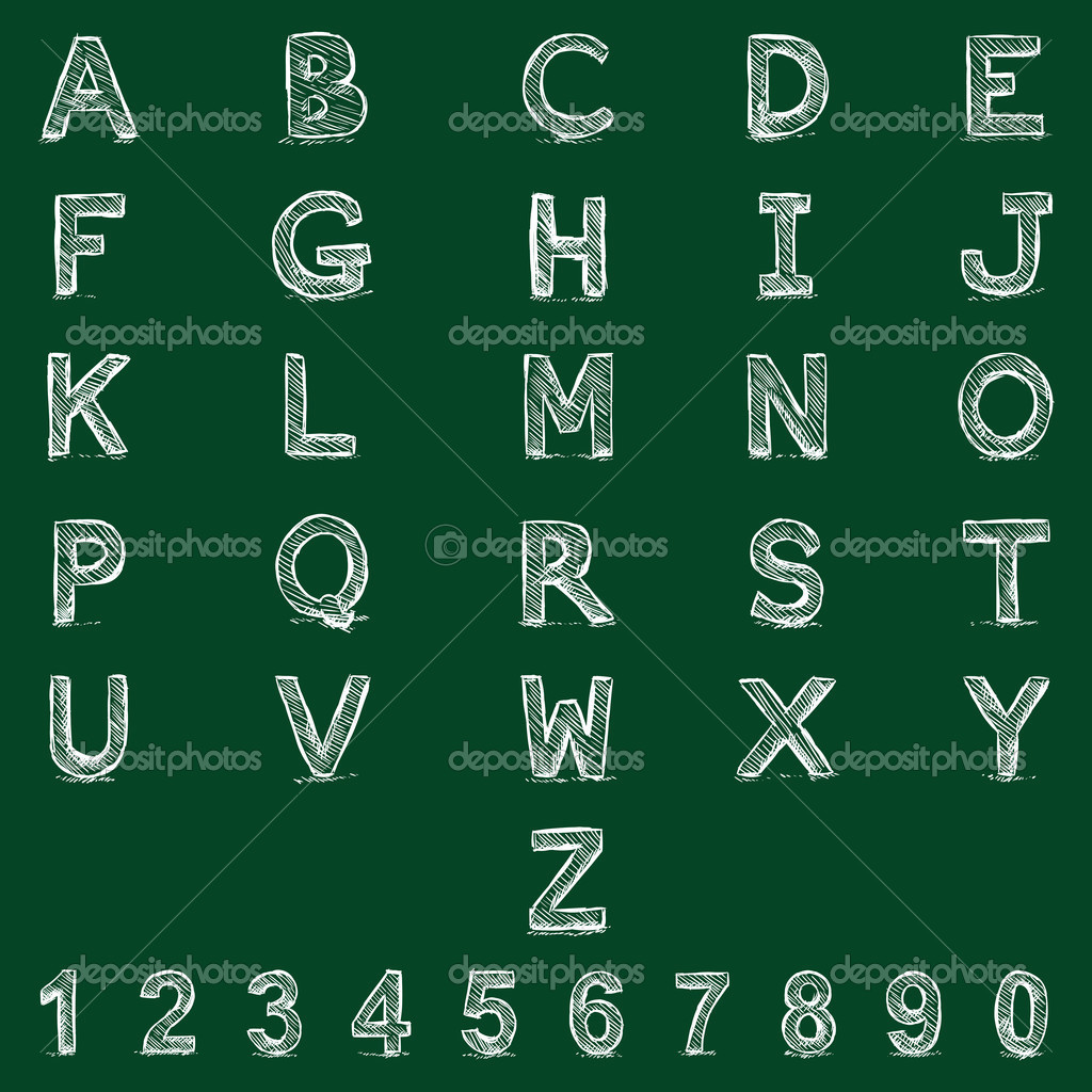 alfabeto manuscrita con números — Archivo Imágenes Vectoriales ...