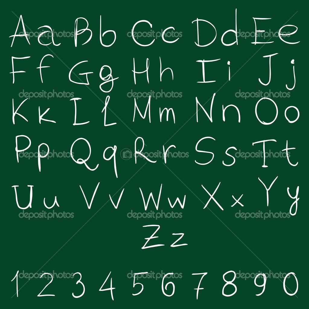 Handwritten Alphabet with Numbers — Stock Vector © nikiteev #50568453