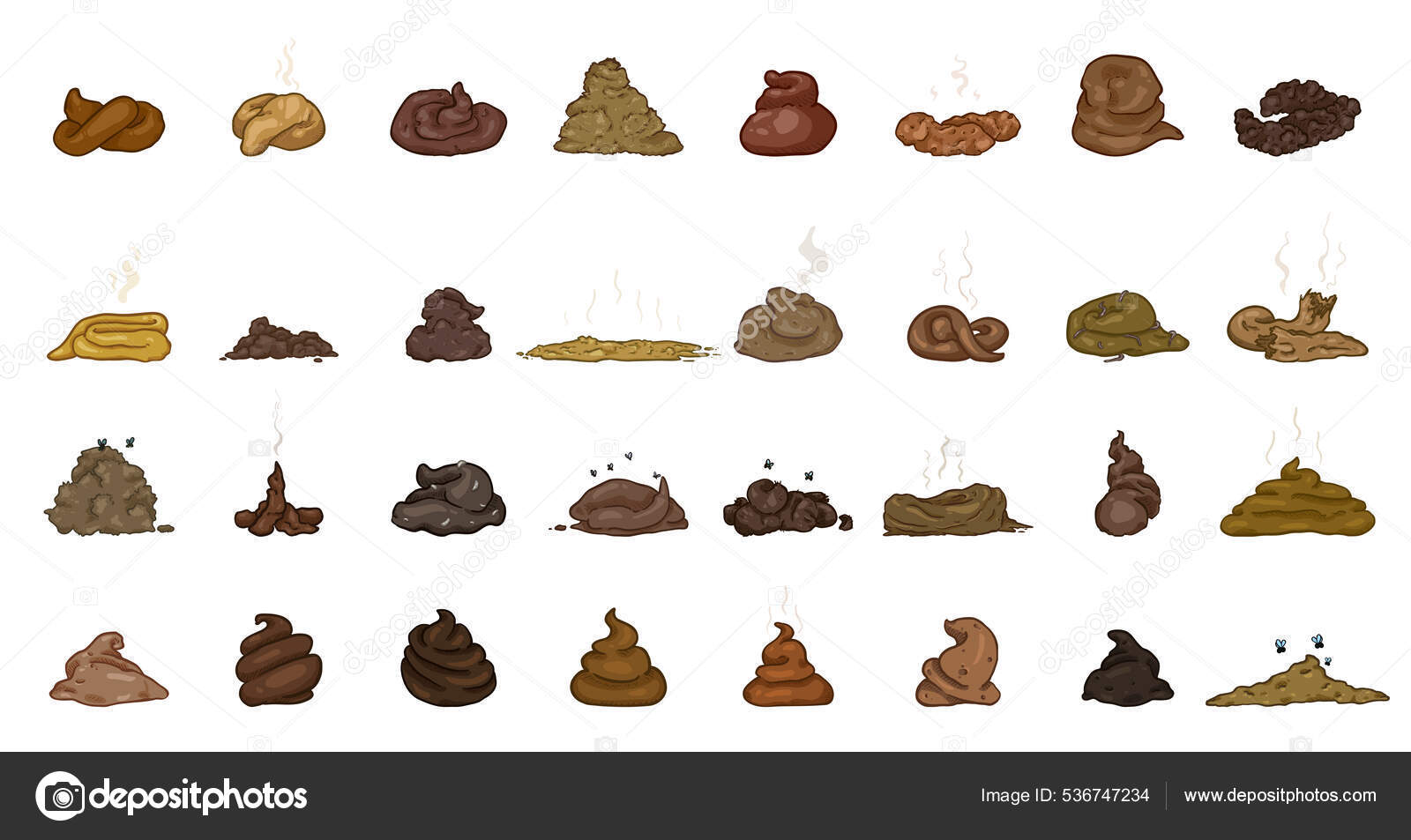 Cartoon Shit Big Vector Set Poop Piles Illustrations Stock-Vektorgrafik ...