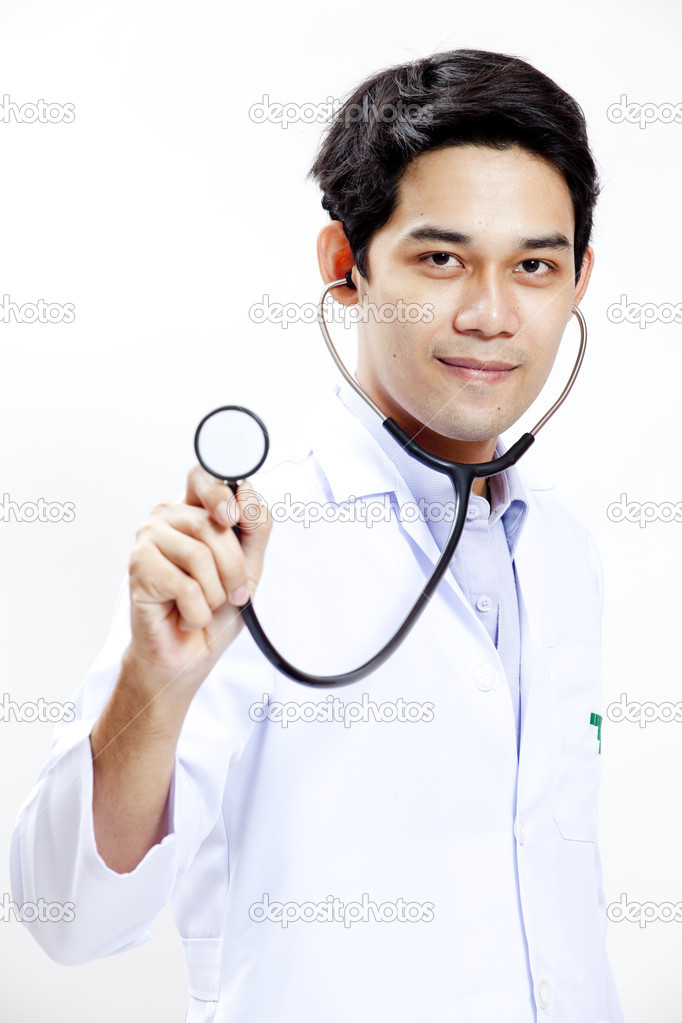 Happy doctor with stethoscope — Stock Photo © AppleEyesStudio #28128127