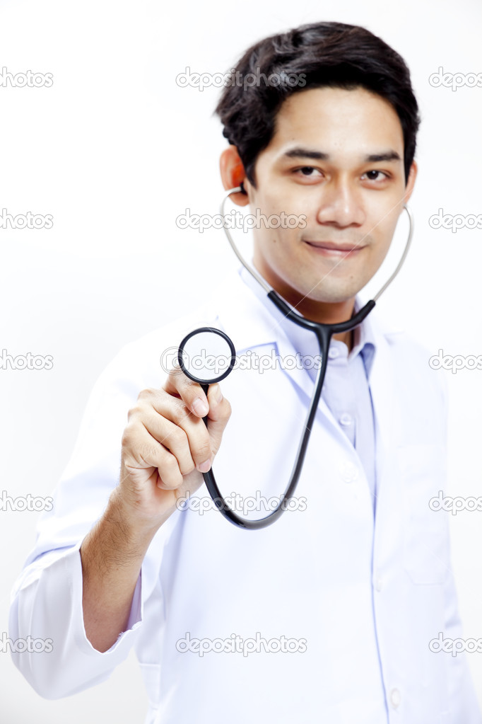 Happy doctor with stethoscope — Stock Photo © AppleEyesStudio #28128505