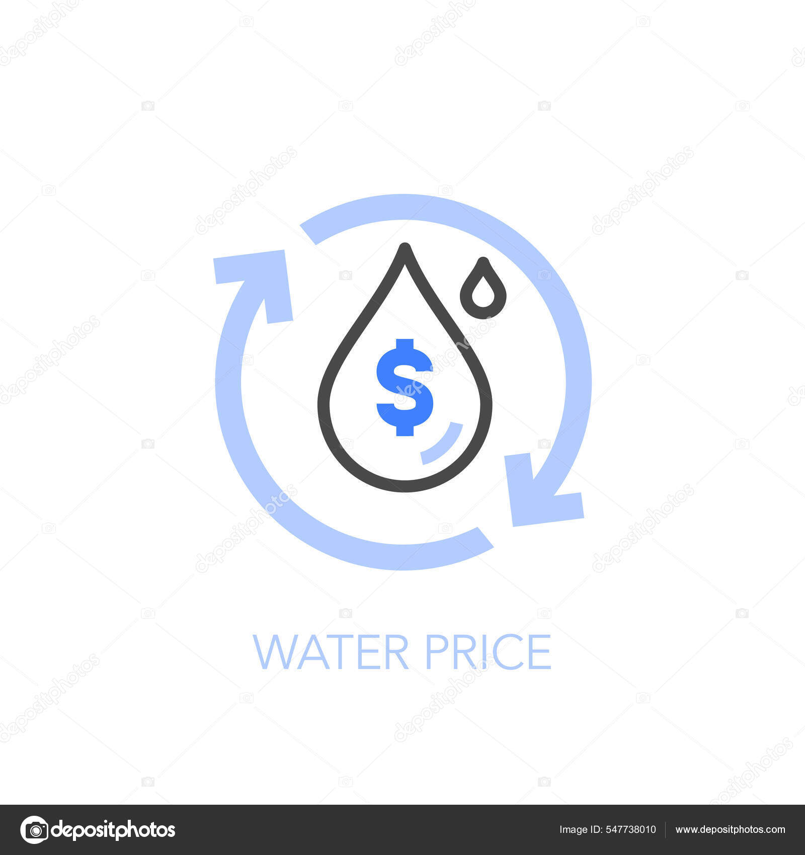 Water Price Symbol Water Drop Process Arrows Easy Use Your Stock Vector ...