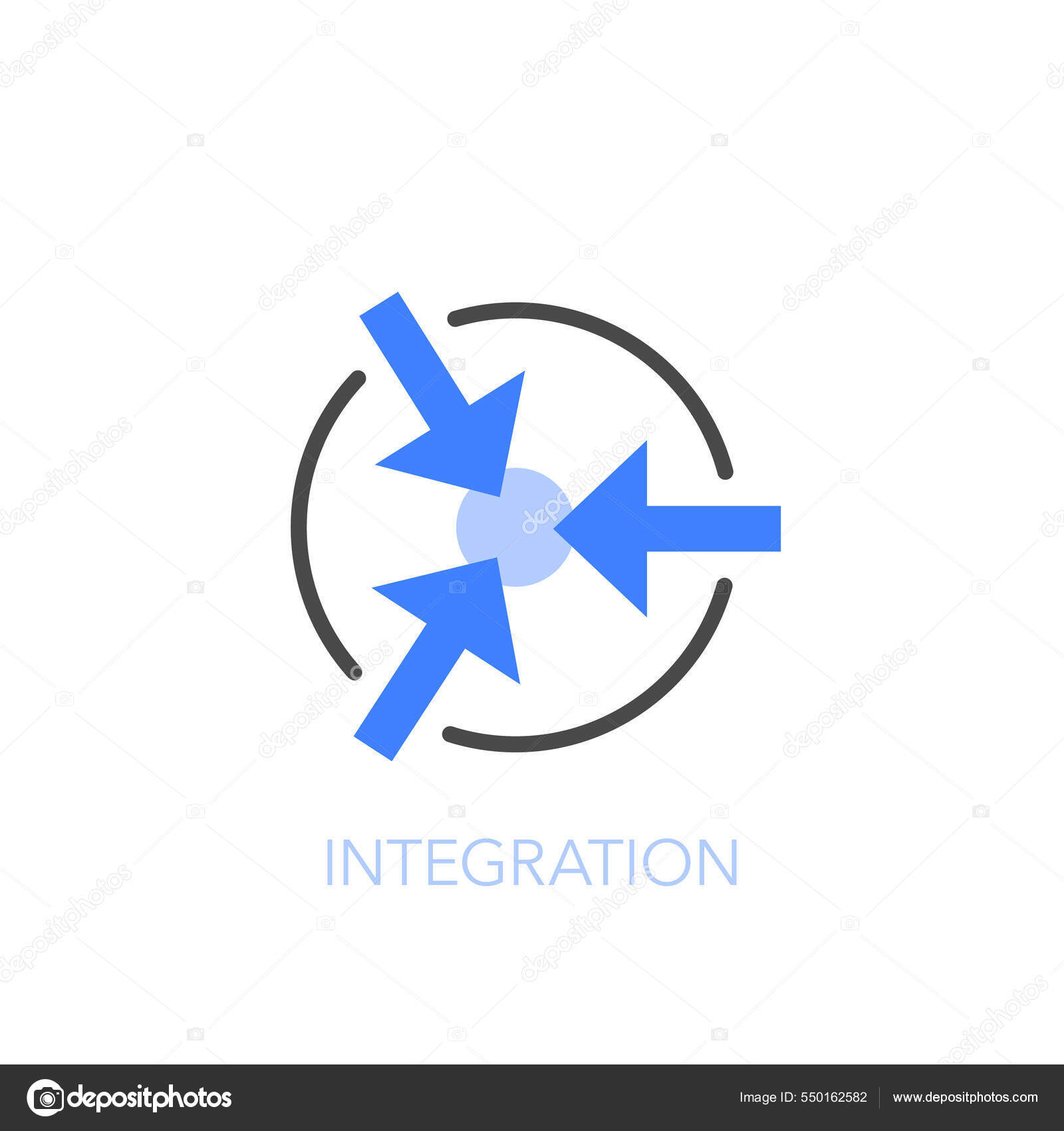 Simbol Integrasi Dengan Tiga Anak Panah Yang Mengarah Pusat Lingkaran ...