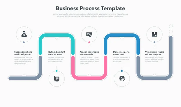 Simple Business Process Template Five Colorful Stages Slide Business ...