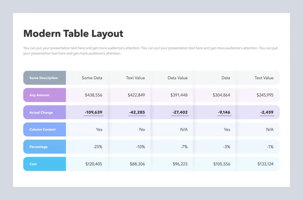 Modern Business Table Layout Template Total Sum Column Place Your Stock Vector Image by ©tomas ...