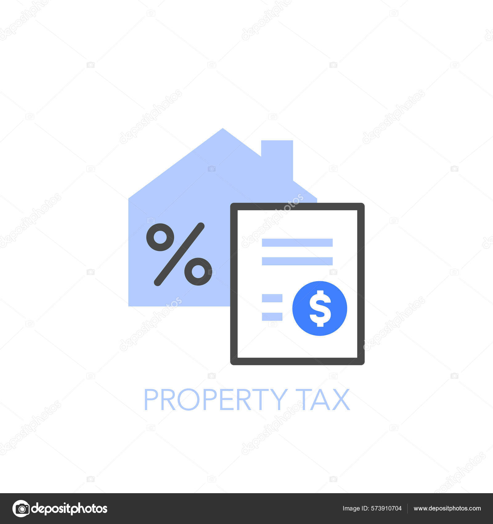 Simple Visualised Property Tax Symbol Building Tax Document Easy Use ...