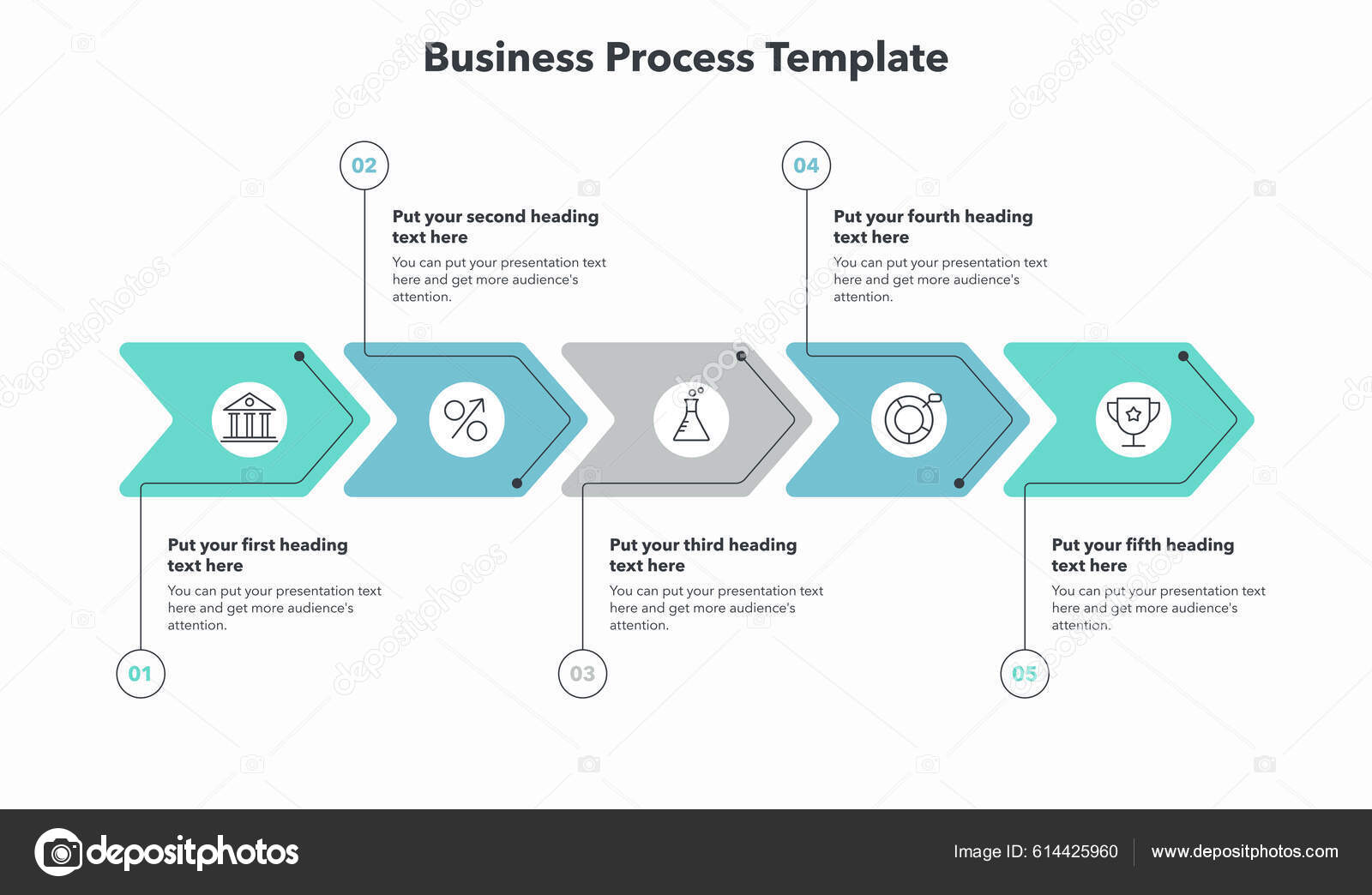 Simple Business Process Template Five Colorful Stages Slide Business ...