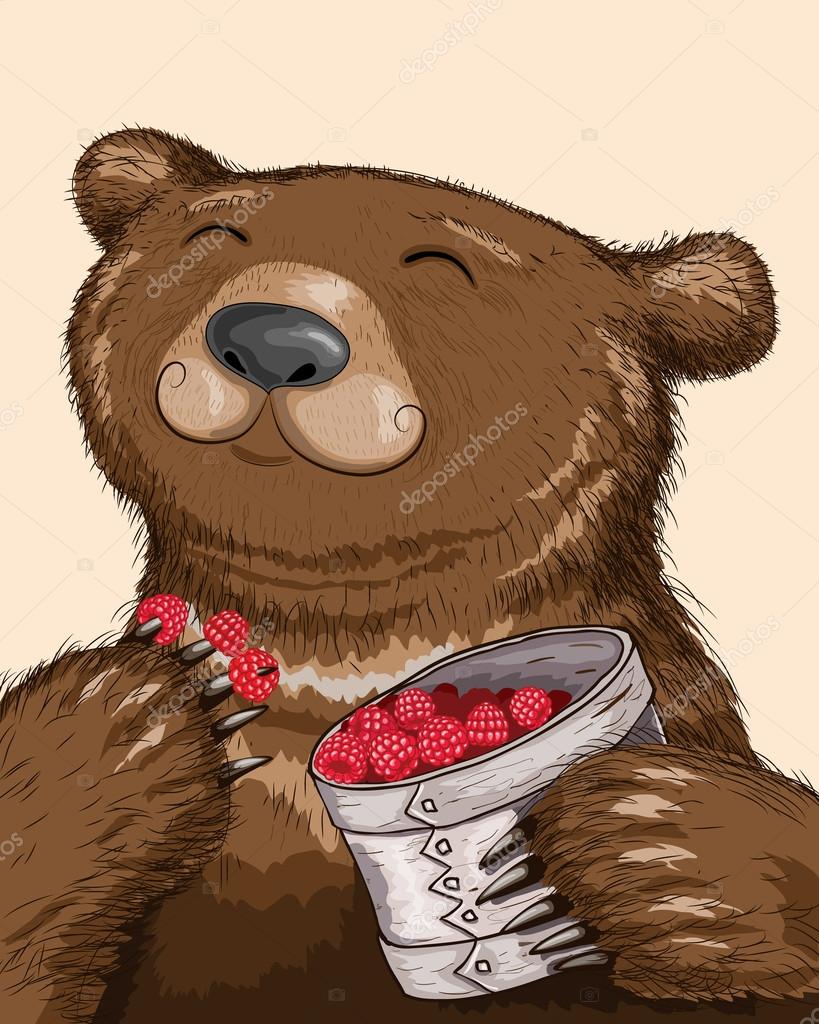 Bear eating raspberries Stock Vector Image by ©Valiva #36795133