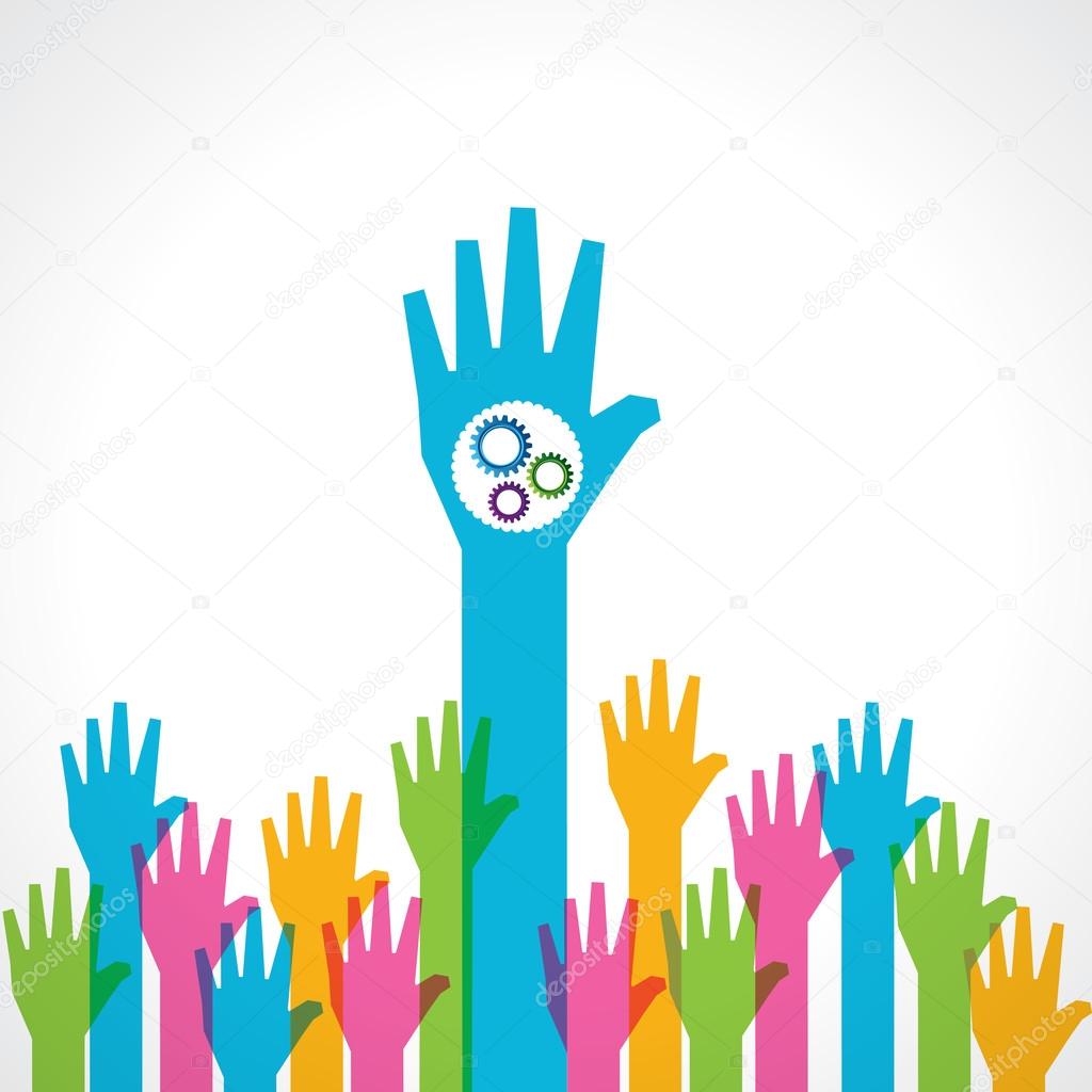 Colorful helping hand background with gears Stock Vector Image by ...