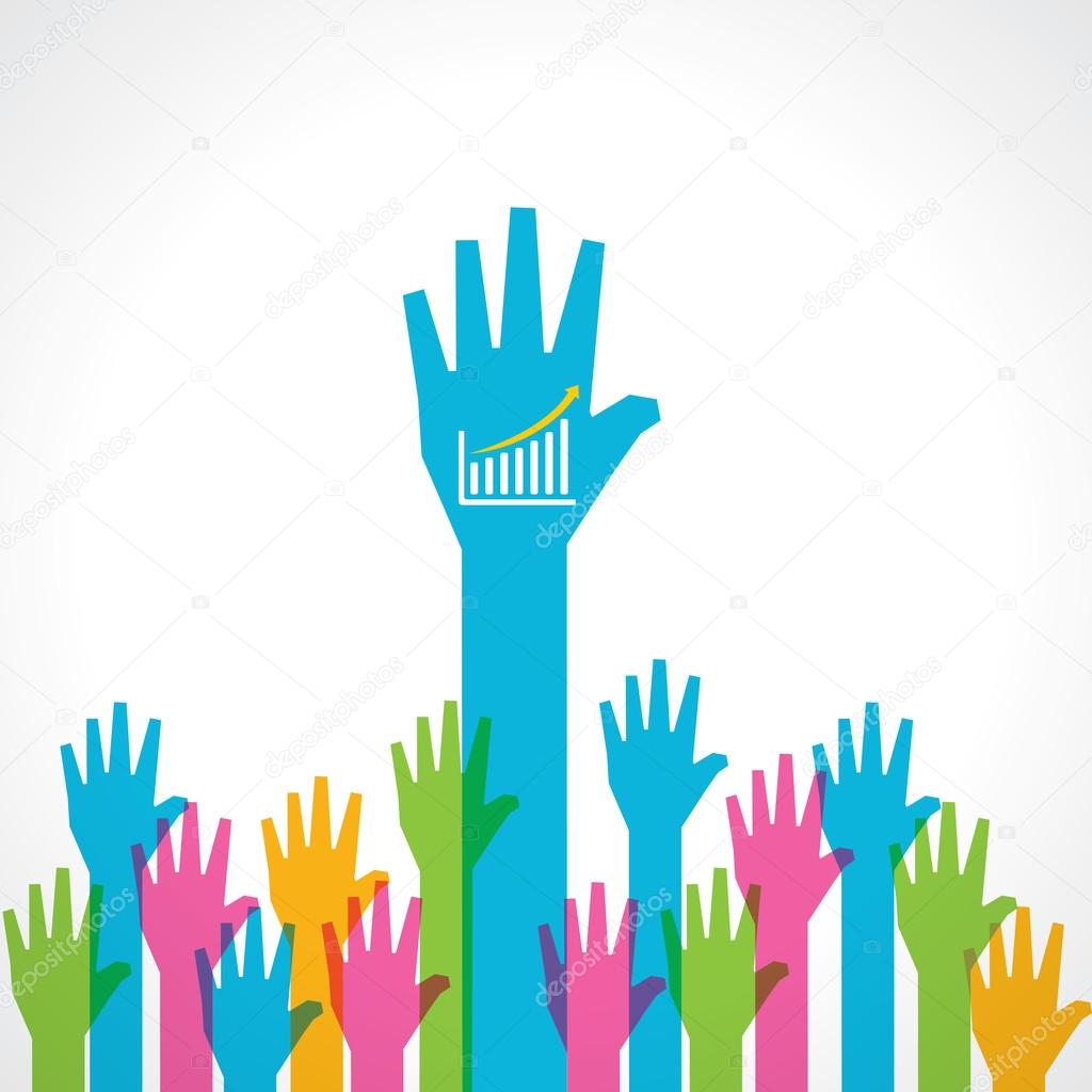 Colorful helping hand background with business graph Stock Vector Image ...