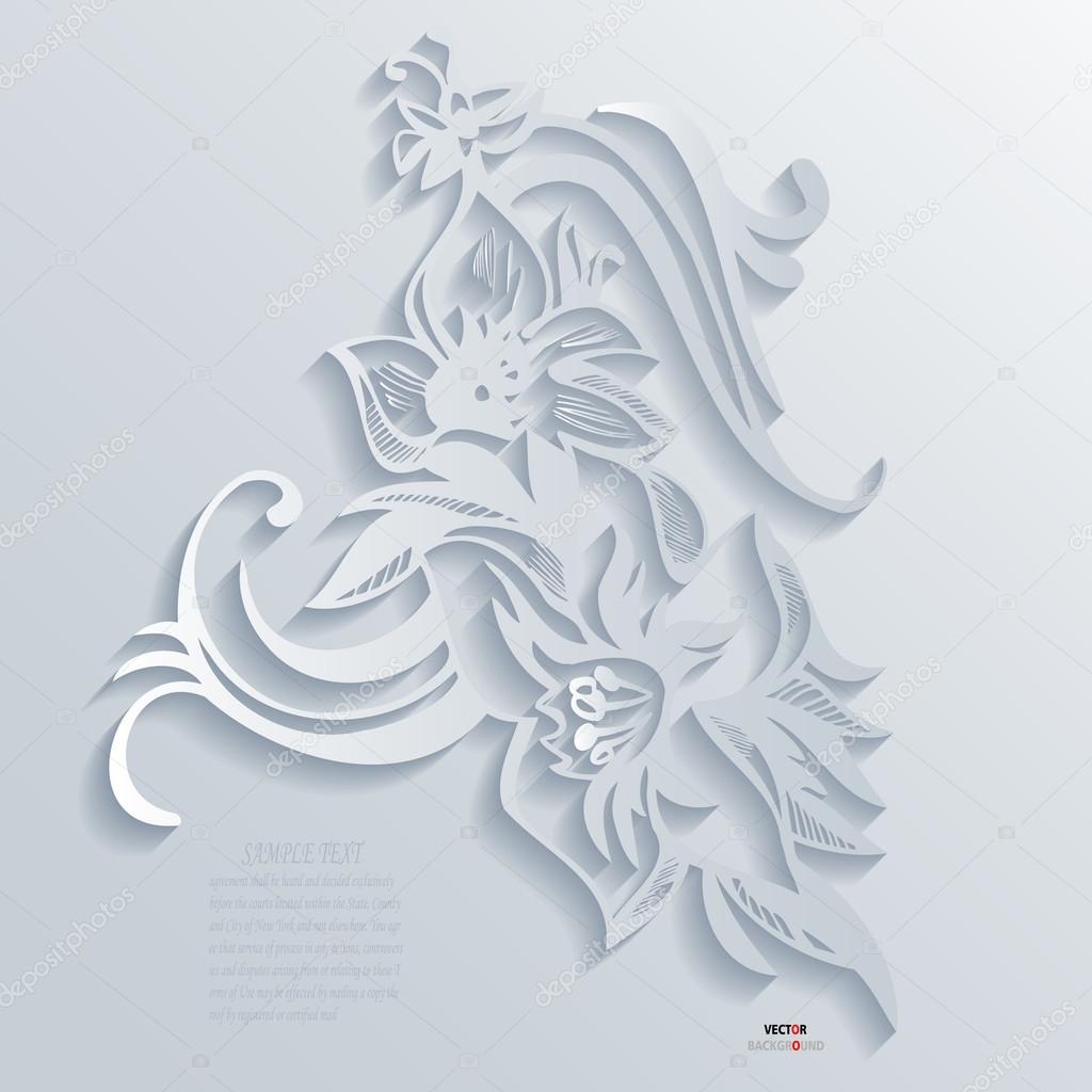 Flowers Floral Borders Element Abstract 3D Design Background Vector ...